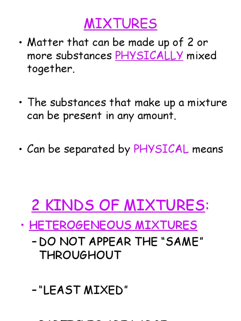 Mixtures Powerpoint | PDF