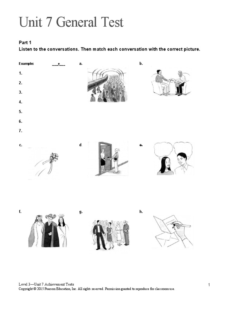 Unit 7 General Test: Listen To The Conversations. Then Match Each ...