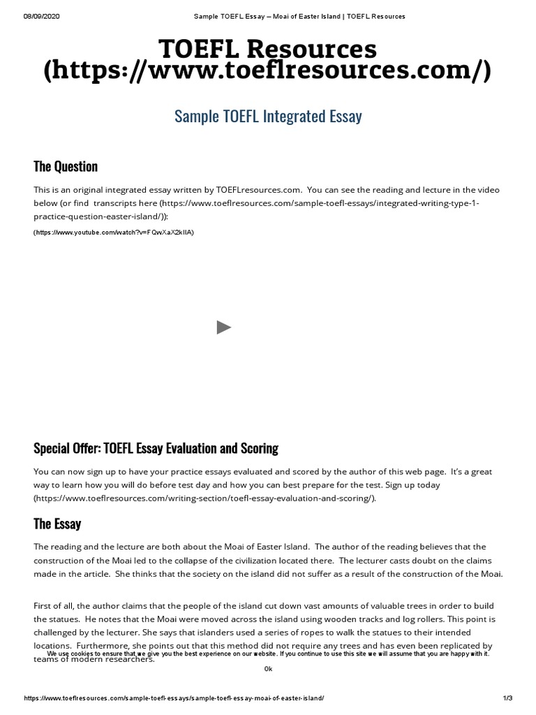 Sample TOEFL Essay on Moai Debate | PDF | Test Of English As A Foreign ...
