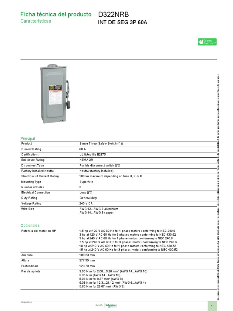 Interruptores Generales de Seguridad - D322NRB | PDF | Naturaleza ...