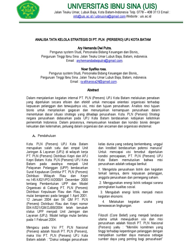 Jurnal Manajemen Strategi Ary Dan Syafika | PDF