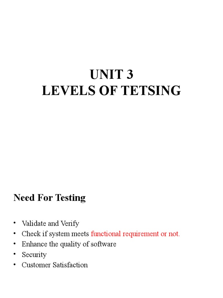Unit 3 Levels of Tetsing | Download Free PDF | Software Testing | Unit ...