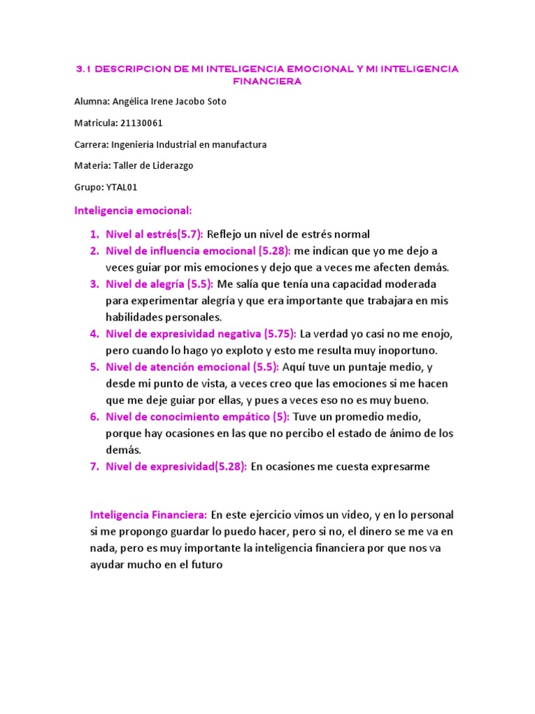 3.2 Descripcion de Mi Inteligencia Emocional - Angelica Irene Jacobo ...