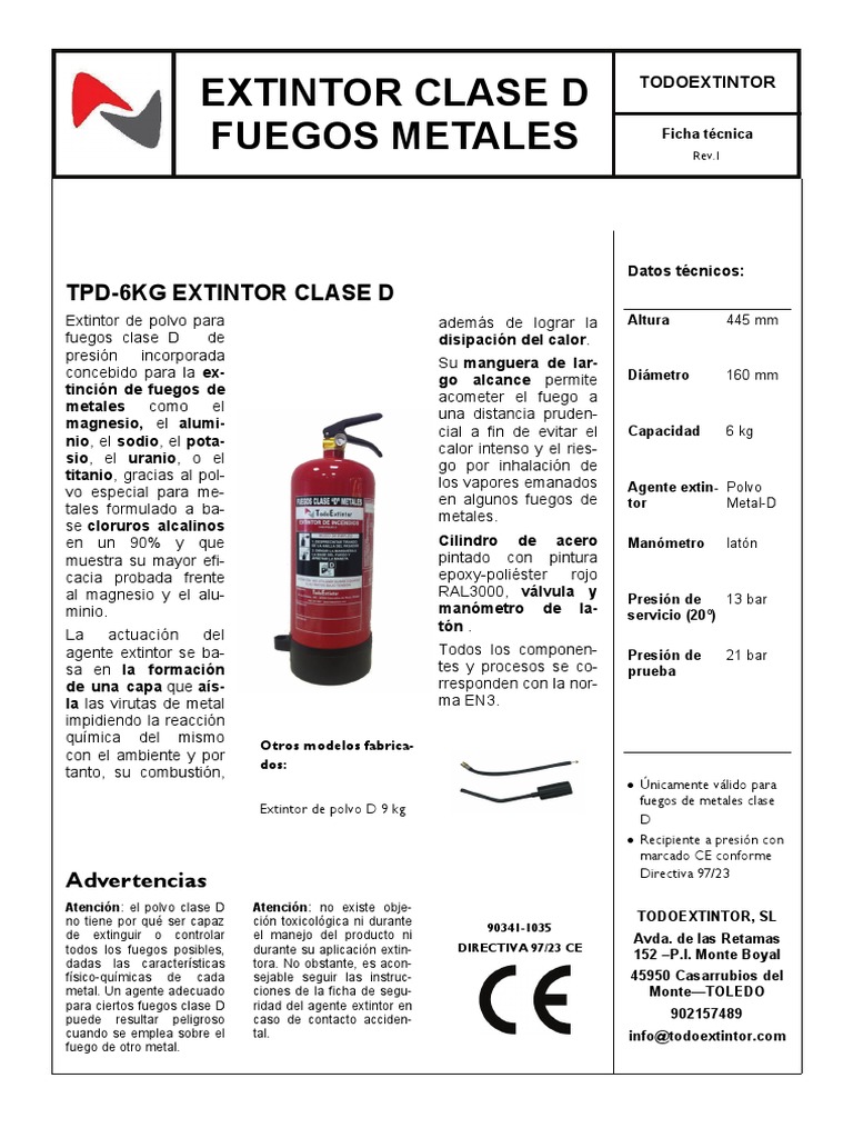 Extintor Clase D para Fuegos Metálicos | PDF | Rieles | Titanio