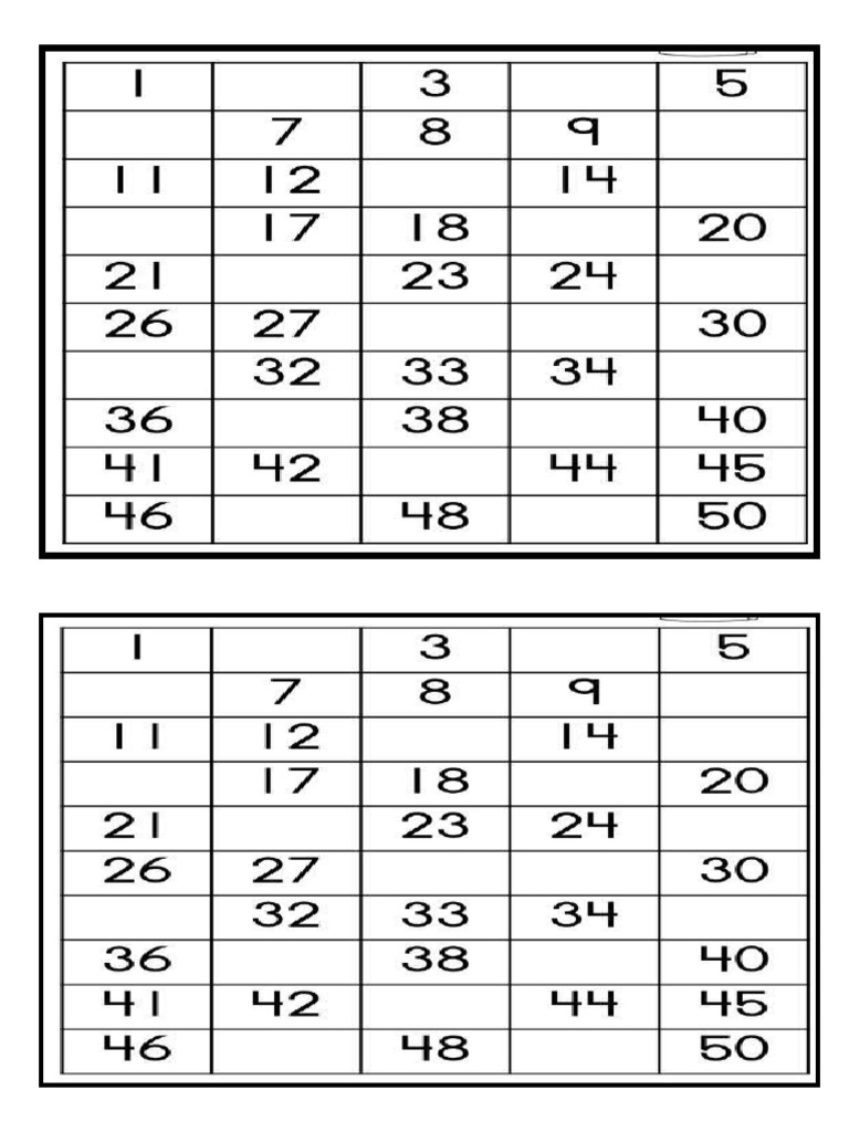 Números Del 1 Al 50 | PDF