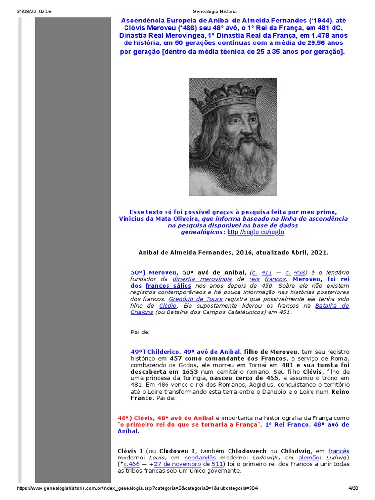 Genealogia de Clóvis I, Rei Franco | PDF | História