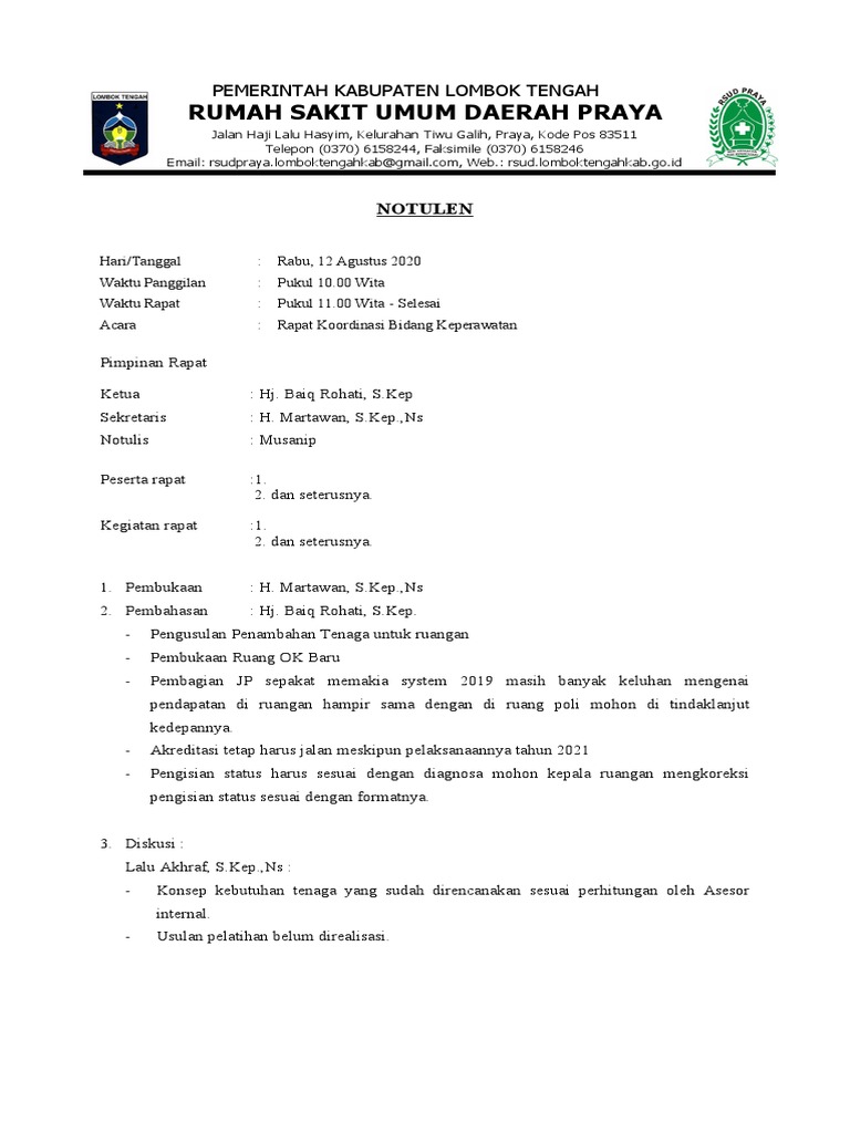 Notulen Rapat Koordinasi | PDF
