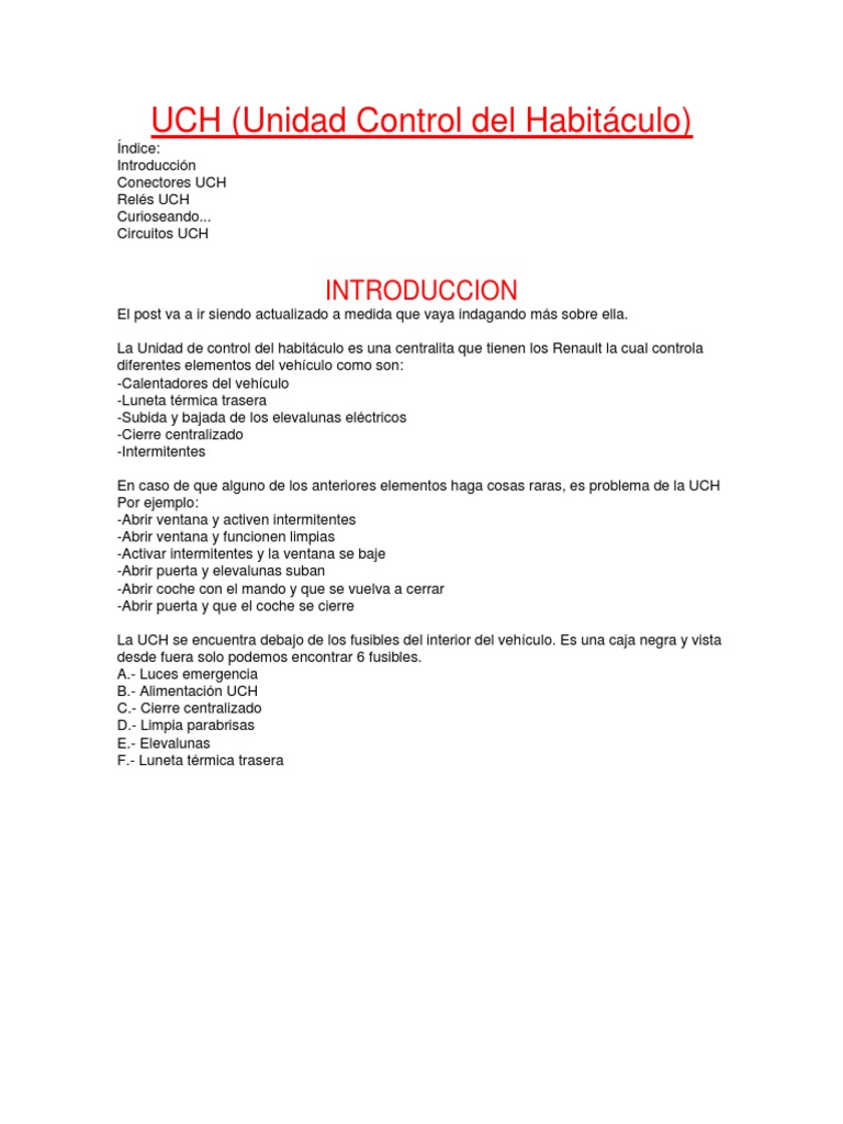 UCH Megane - PDF Versión 1 | Descargar gratis PDF | Relé | Vehículos terrestres