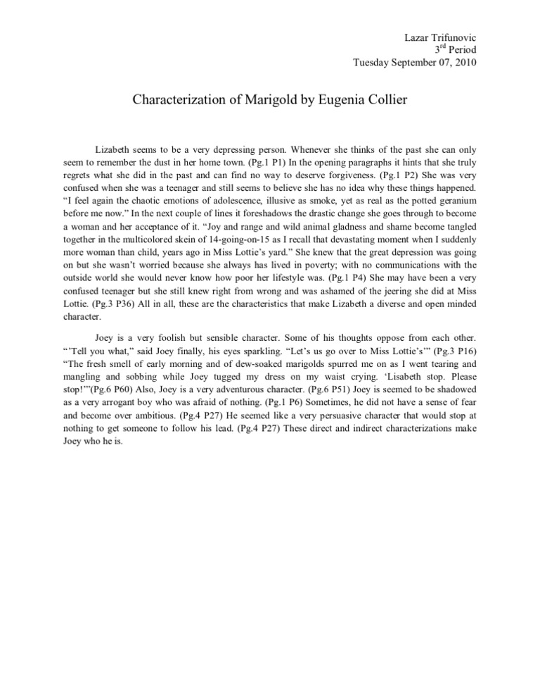 Marigolds By Eugenia Collier Summary