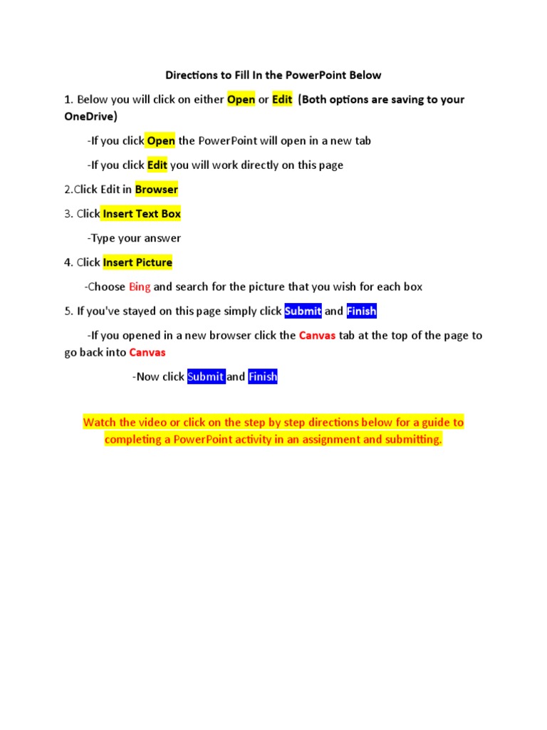 Directions To Insert For PPT Fillable in Canvas | PDF | Career & Growth