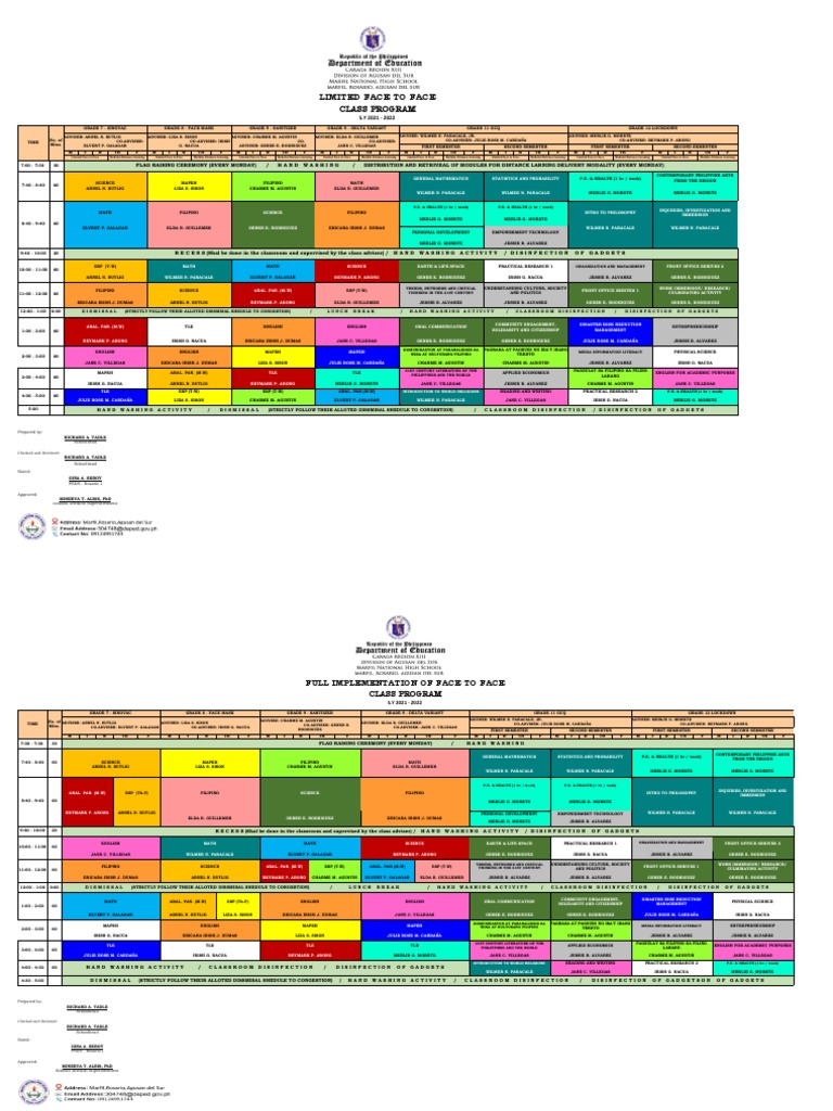 Class Program SY 2022 2023 Edited 2 | PDF