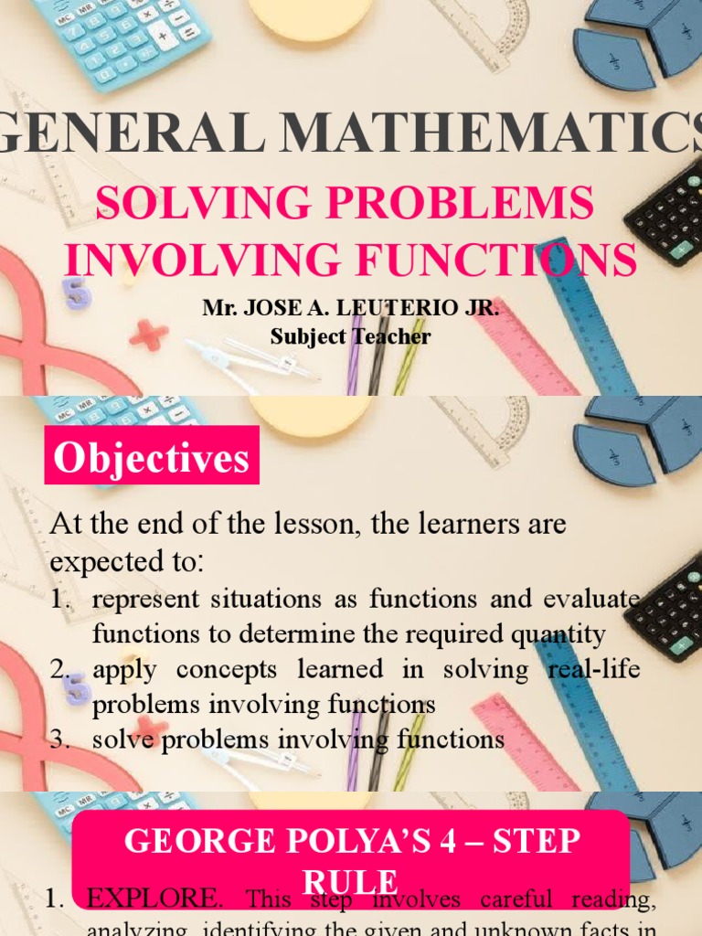 Solving Problems Involving Functions | PDF | Function (Mathematics) | Equations