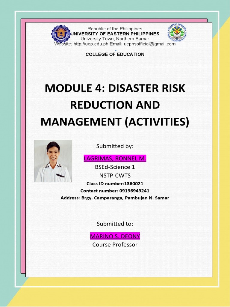 Module 4: Disaster Risk Reduction and Management (Activities) | PDF | Emergency Management ...