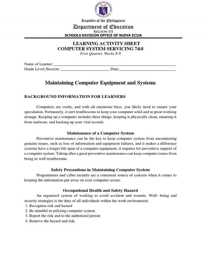 7 8 Css Week 8 9 Maintain Computer Equipment And Systems Pdf Antivirus Software Malware