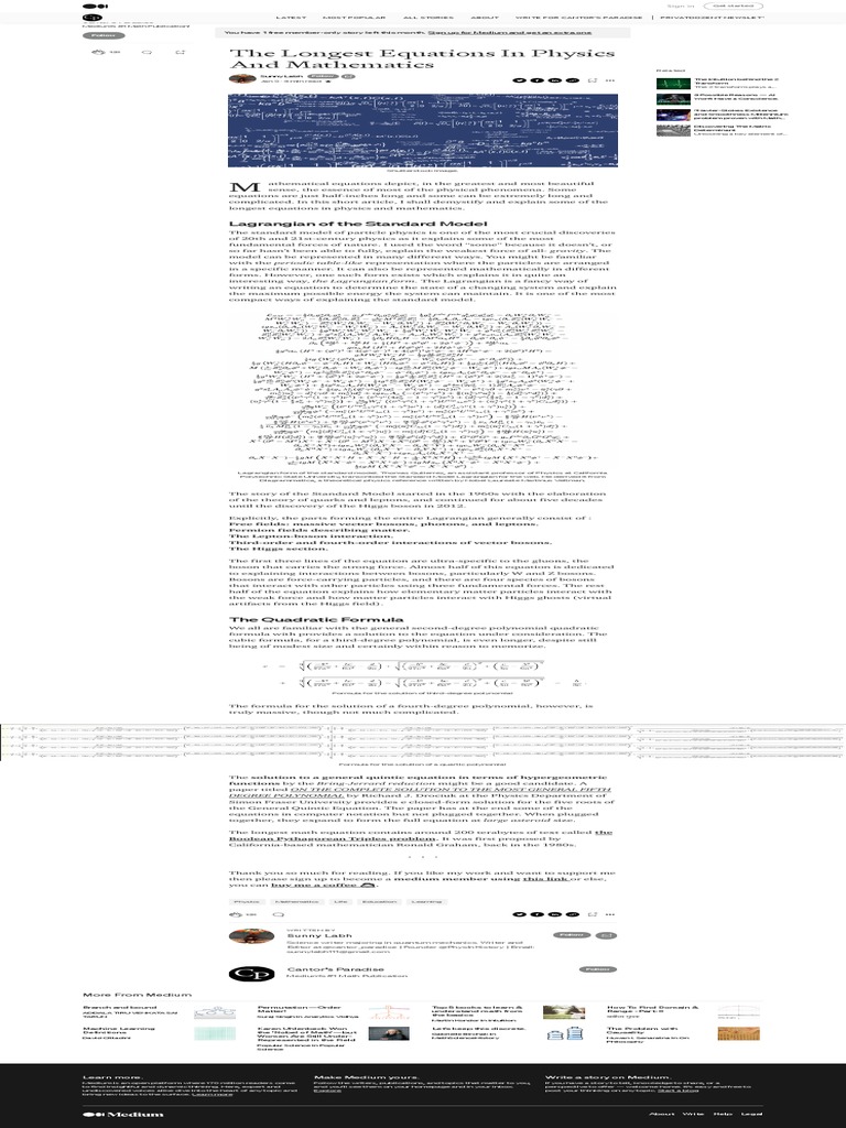 The Longest Equations in Physics and Mathematics - by Sunny Labh - Jan ...