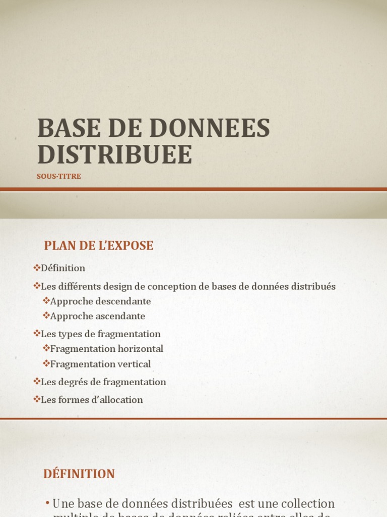 Conception de Bases de Données Distribuées | PDF | Bases de données ...