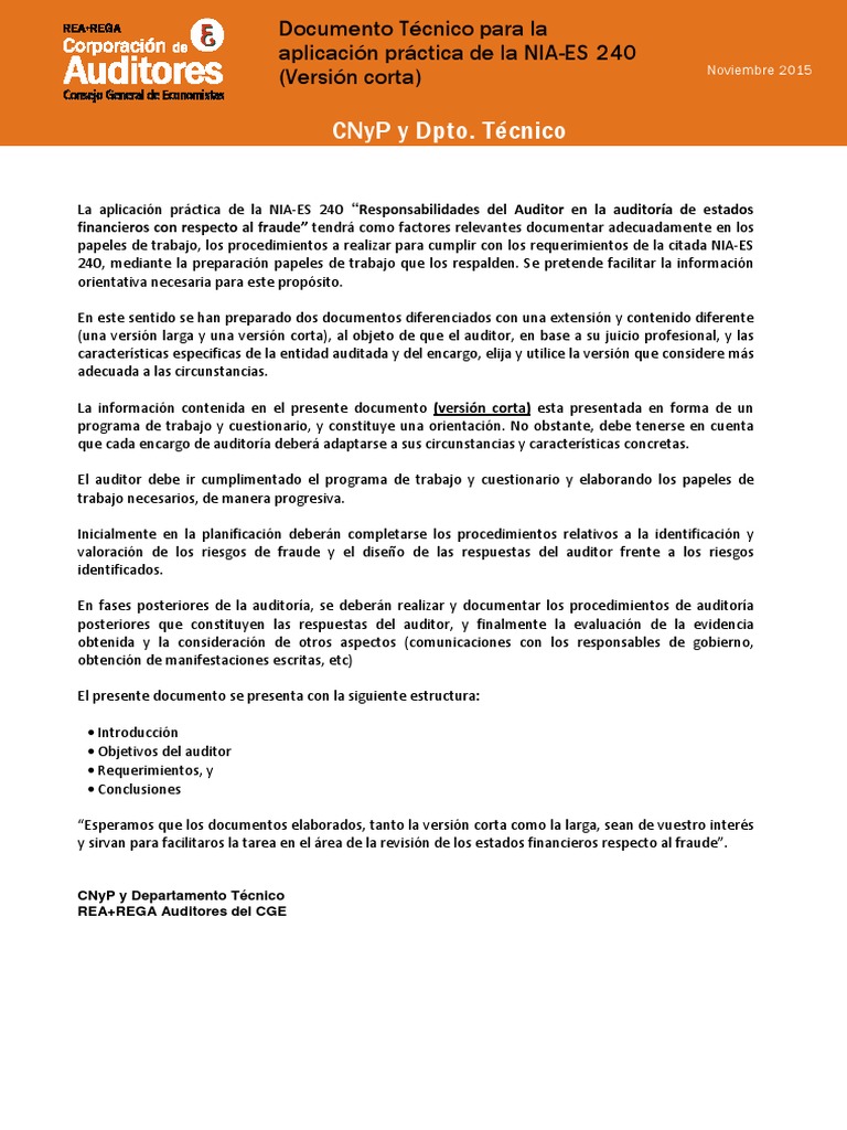 Caso Practico Nia 240 | PDF | Auditoría | Contralor