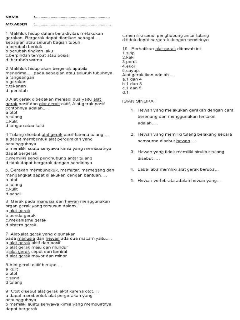 Soal Uh Ipa Tema 1 | PDF