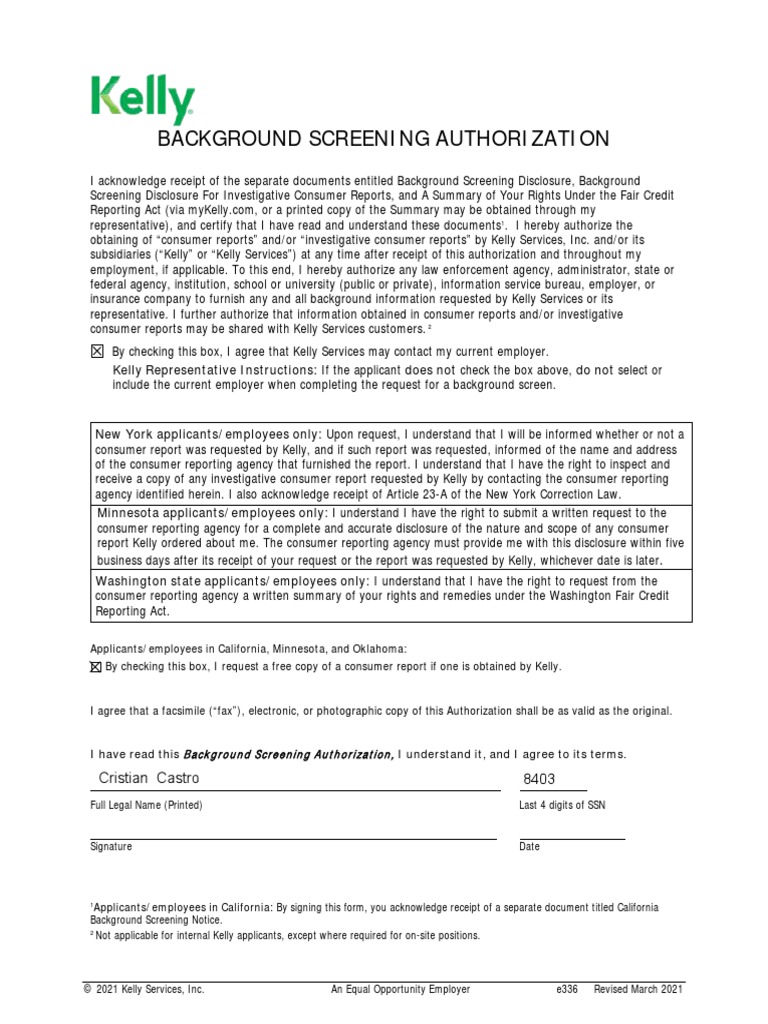 Background Screening Authorization | PDF | Background Check | Privacy