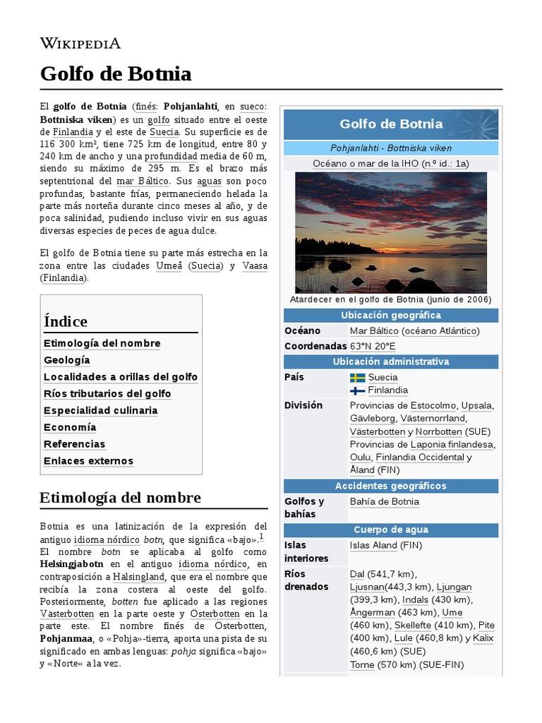 Golfo de Botnia | PDF | Ciencias de la Tierra | Geografía Física