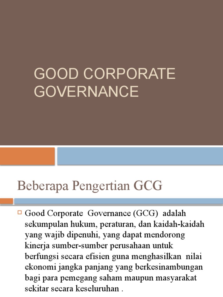 Good Corporate Governance | PDF | Bisnis