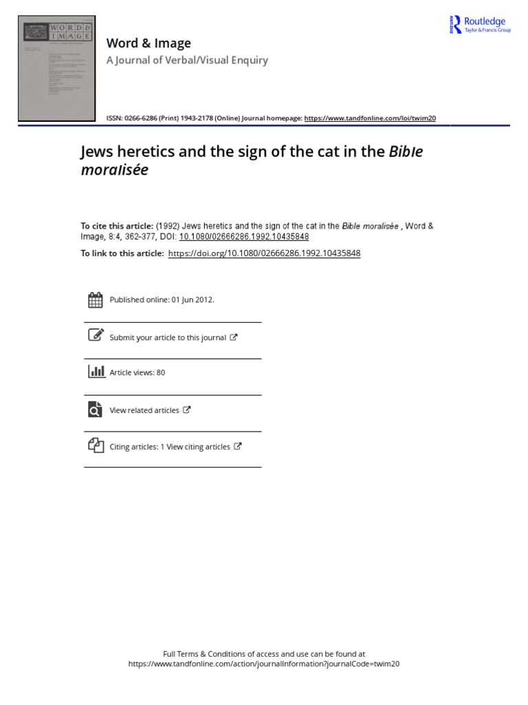 Lipton 1992 Jews Heretics and The Sign of The Cat in The Bible Moralis ...