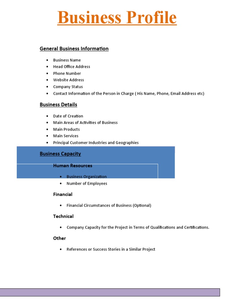 Business Profile Overview | PDF
