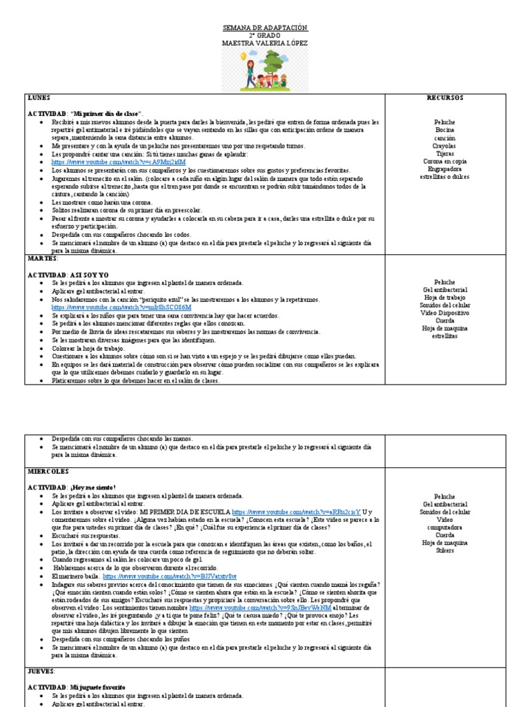 Semana de Adaptación 2grado | PDF