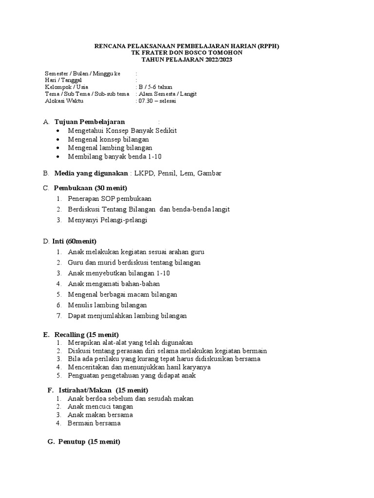 Contoh RPPH | PDF