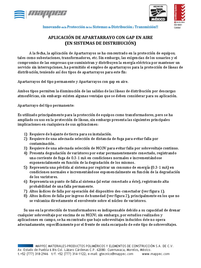 Aplicación de Apartarrayos Con Gap en Aire en Sistemas de Distribución ...