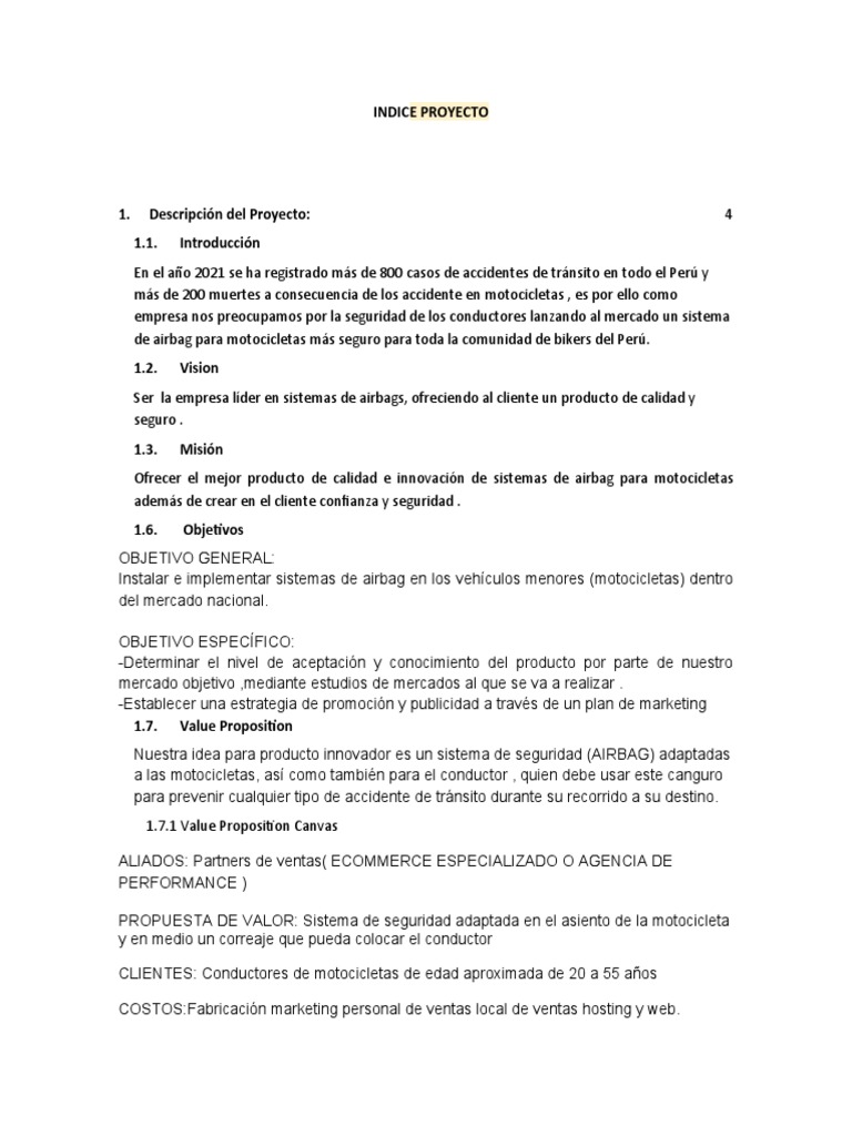 Indice Proyecto Grupo 4 | PDF | Airbag | Marca