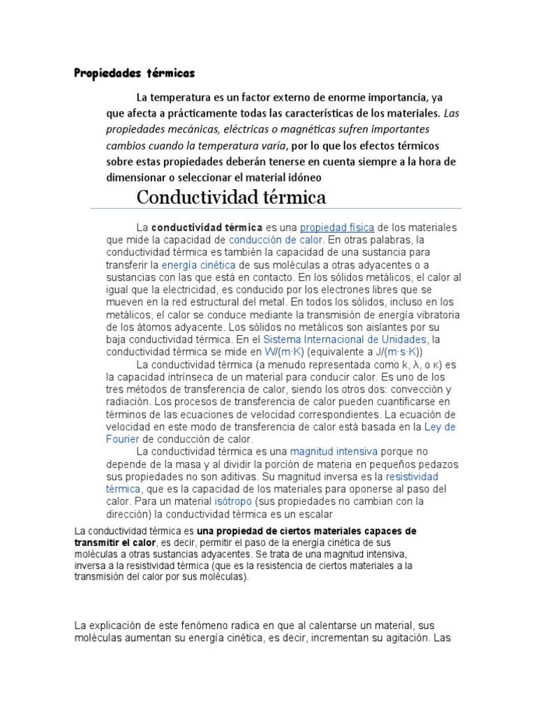 Propiedades Térmicas | PDF | Conductividad térmica | Conduccion termica