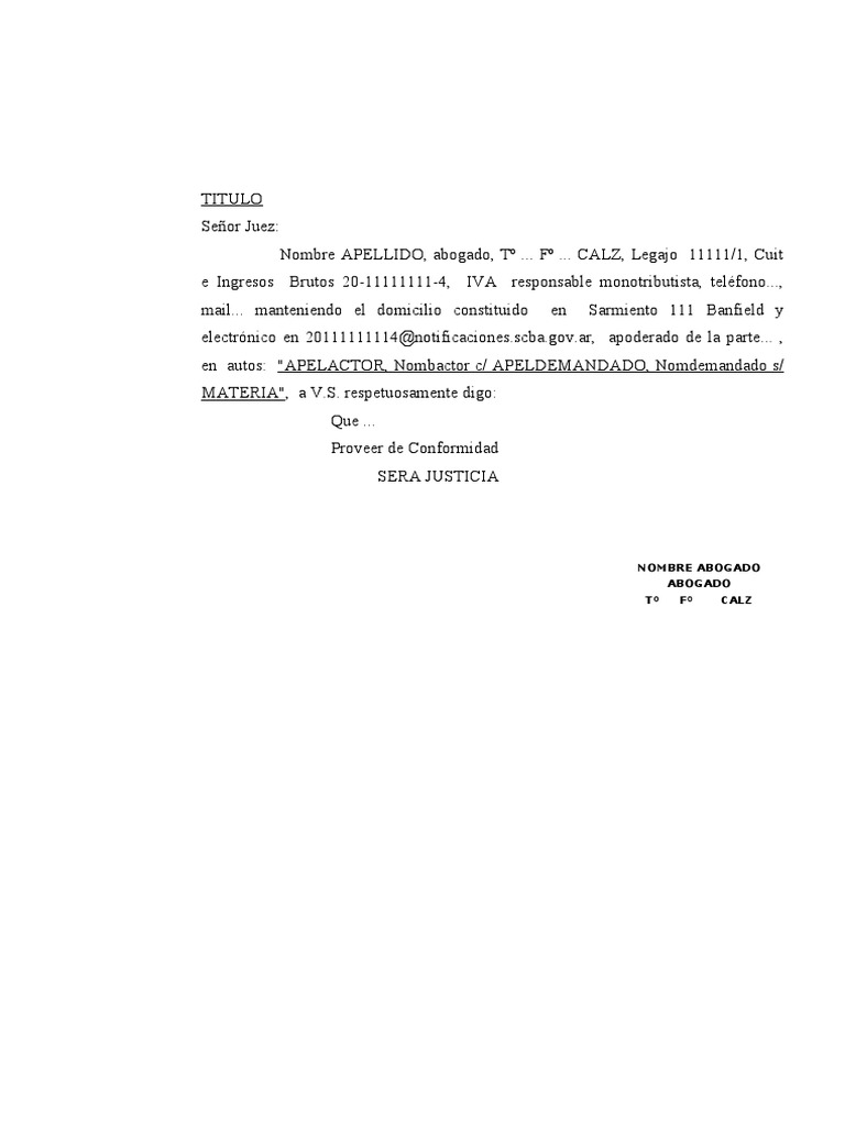 Escrito Simple Apoderado | PDF