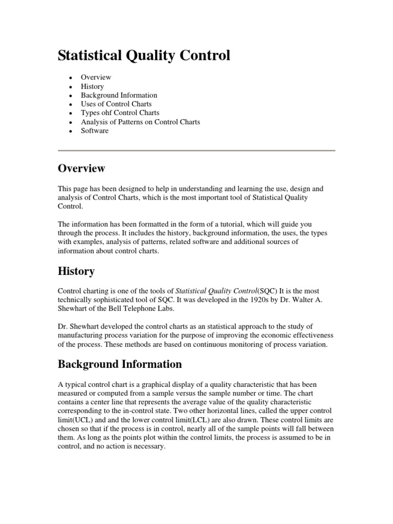 7.1 Statistical Quality Control | PDF | Statistics | Production And ...