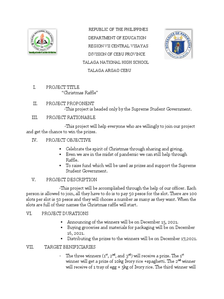 Proposal For Christmas Raffle | PDF