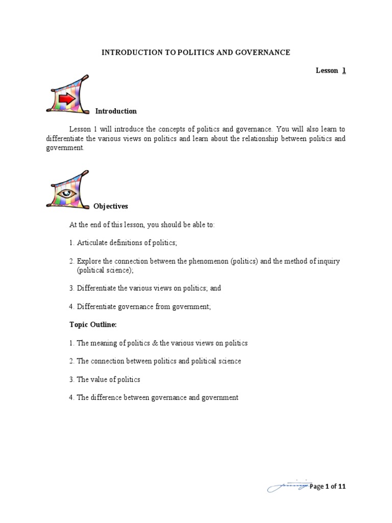 Lesson 1 PP&G Introduction To Politics and Governance | PDF ...