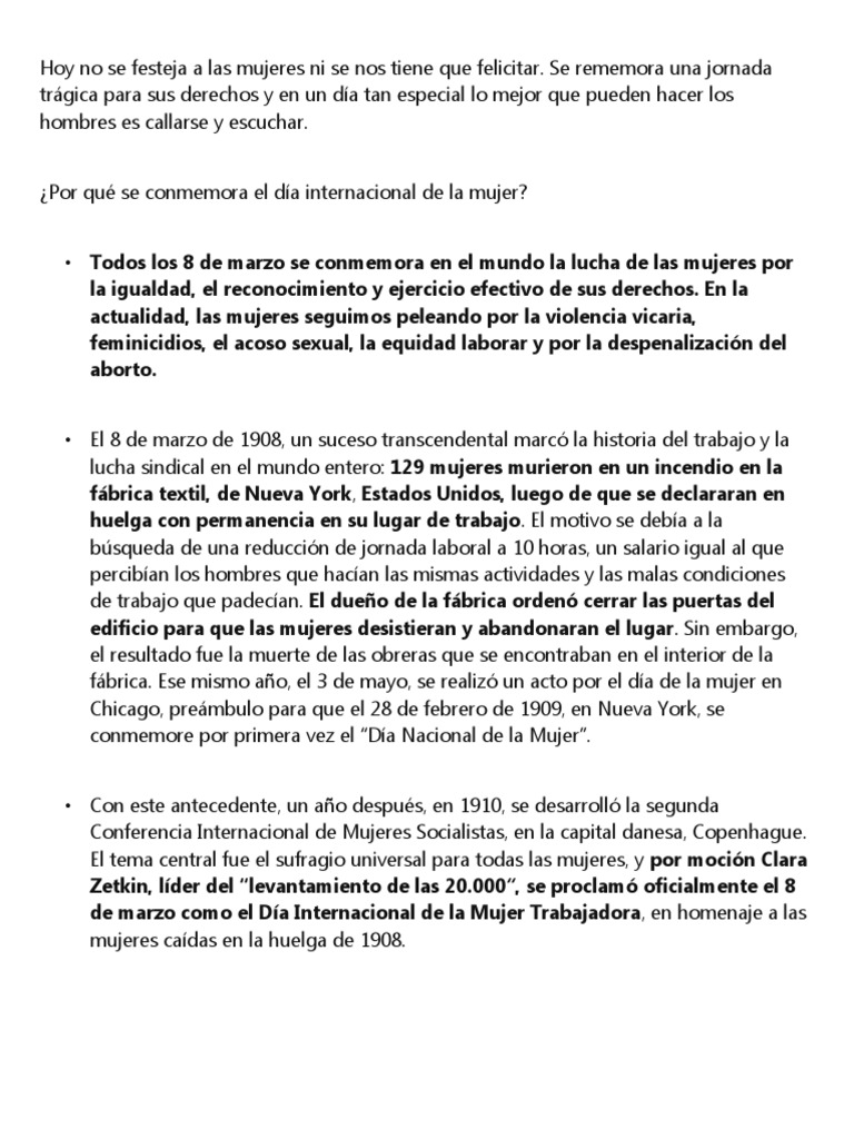 Día Internacional De La Mujer Pdf Mujer Estudios De Género