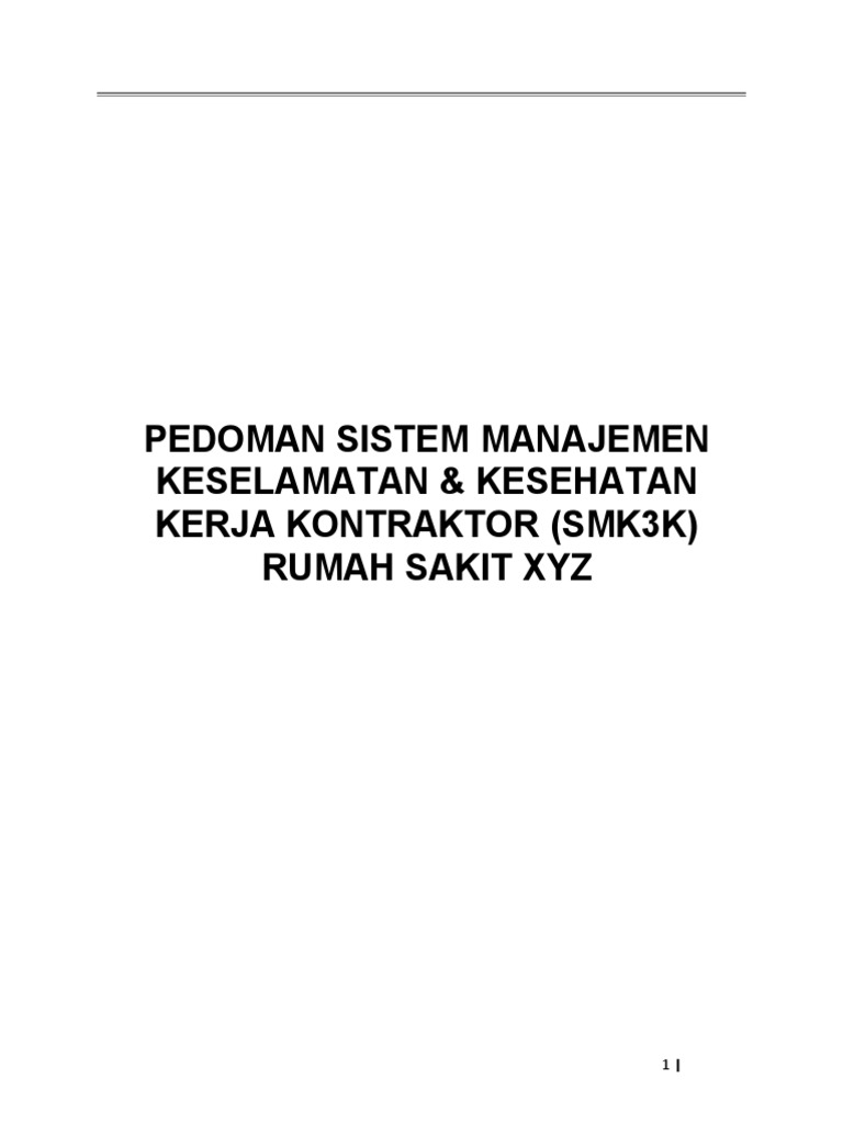 Contoh Pedoman SMK3 Kontraktor Rumah Sakit | PDF