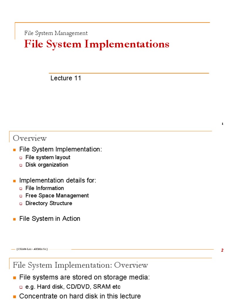 L11 - File System Implementations | PDF | File System | Computer File