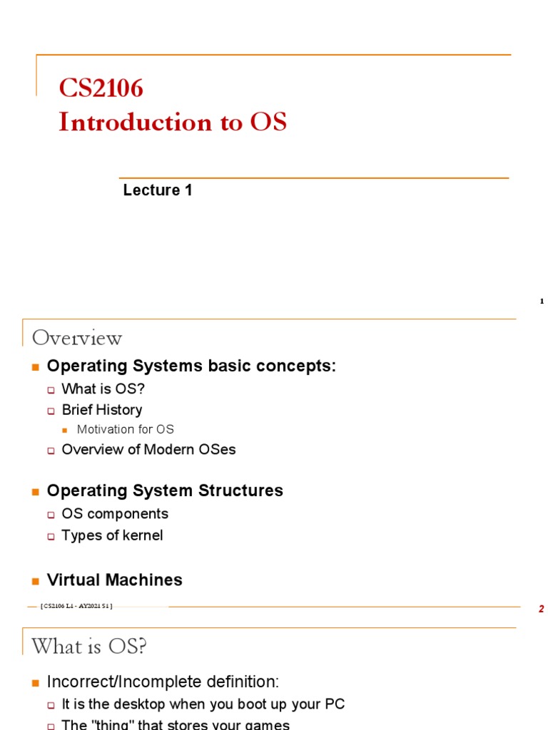 L1 - Introduction | PDF | Operating System | Kernel (Operating System)