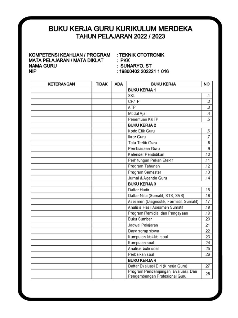 Buku Kerja Guru Kurikulum Merdeka | PDF