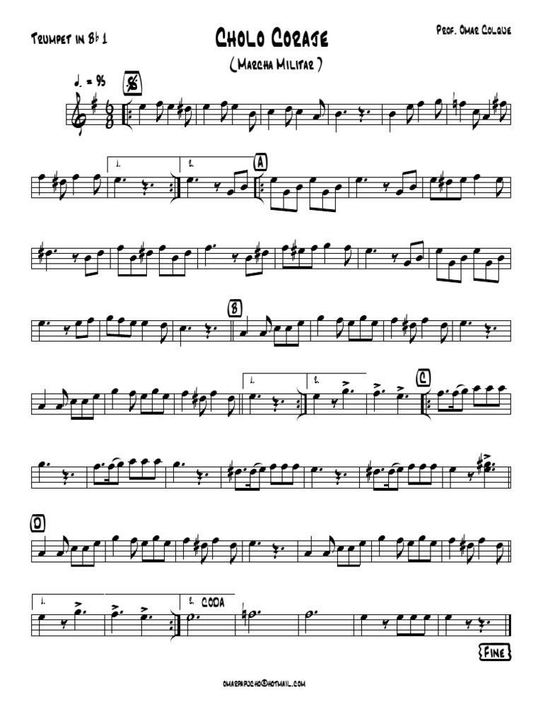 Cholo Coraje (Marcha Militar) - Trumpet in BB 1 | PDF