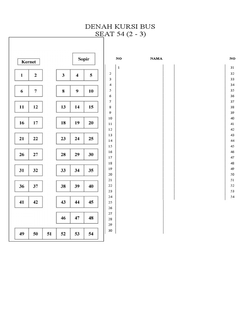Denah Bus Seat 54 - Compress | PDF