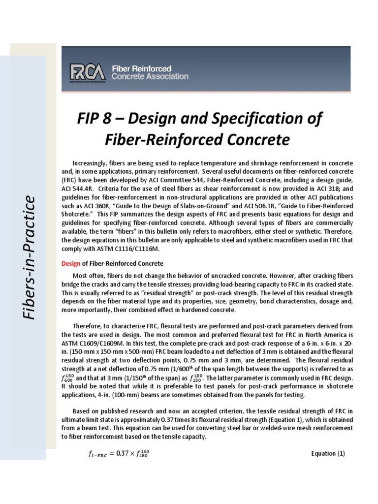 FIP 8 Design and Specification of Fiber Reinforced Concrete 0219 | PDF ...