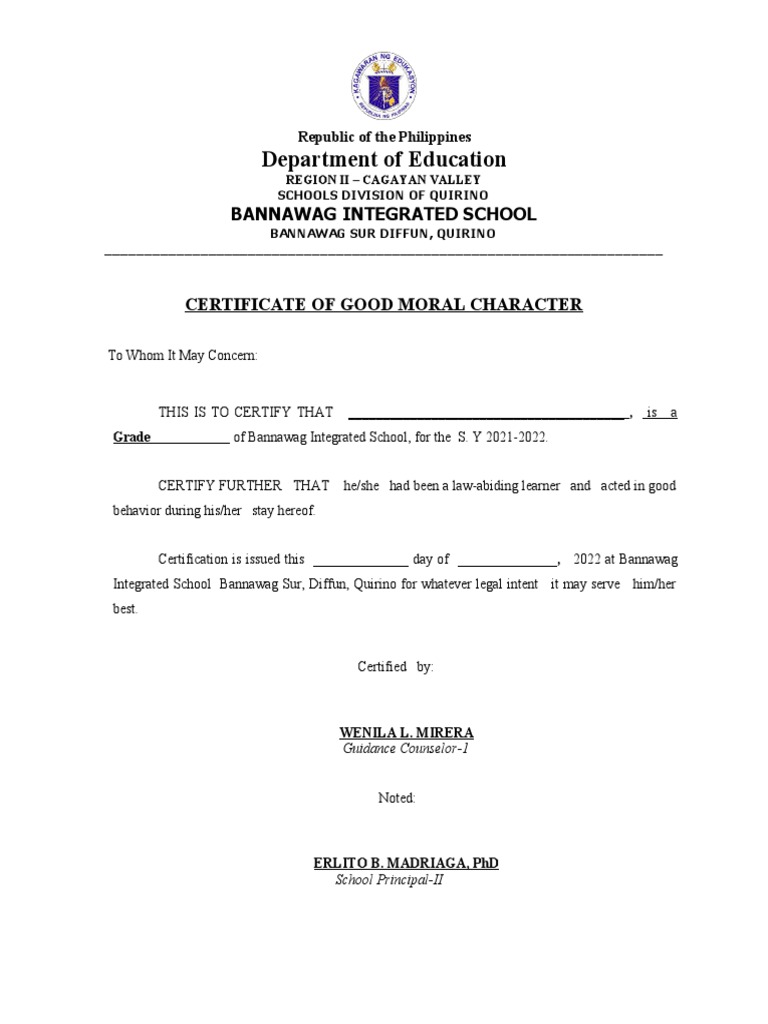 Certificate-Of-Good-Moral-Character-Autosaved (AutoRecovered) | PDF ...