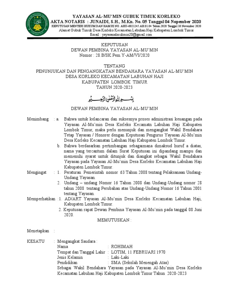 SK Wakil Bendahara | PDF | Ilmu Sosial | Hukum