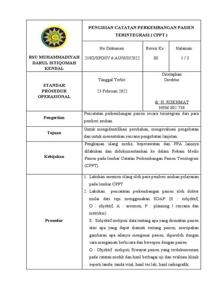 Spo Pengisian CPPT | PDF | Kesehatan Holistik | Sains & Matematika