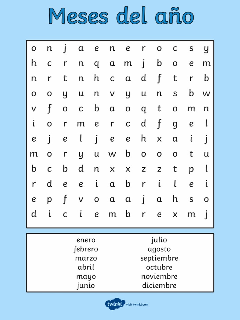 Sopa de Letras Los Meses Del Año | PDF