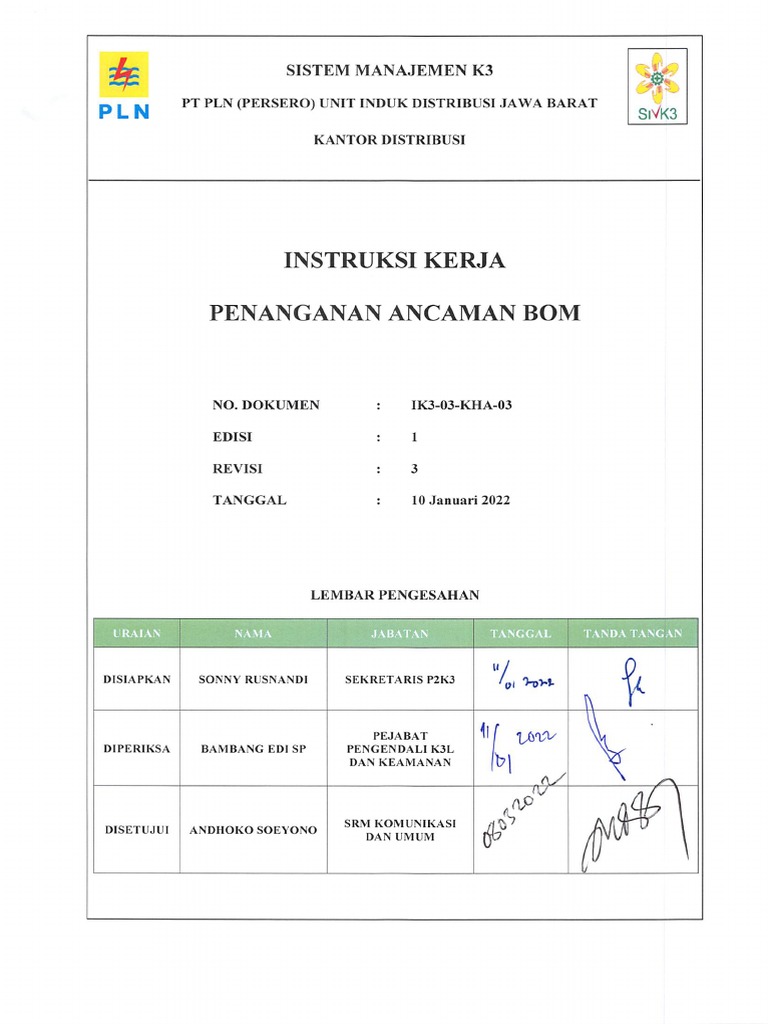 IK3-03-KHA-03 Instruksi Kerja Penanganan Ancaman Bom | PDF
