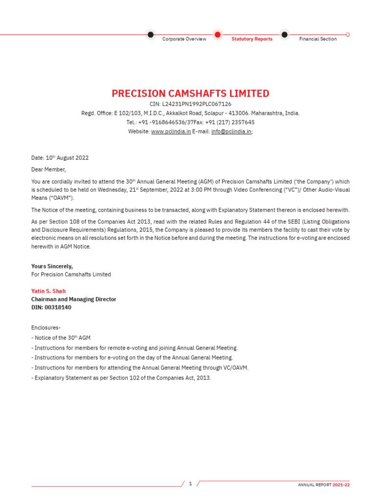 PCL AGM Notice 2022 | PDF | Electronic Voting | Login